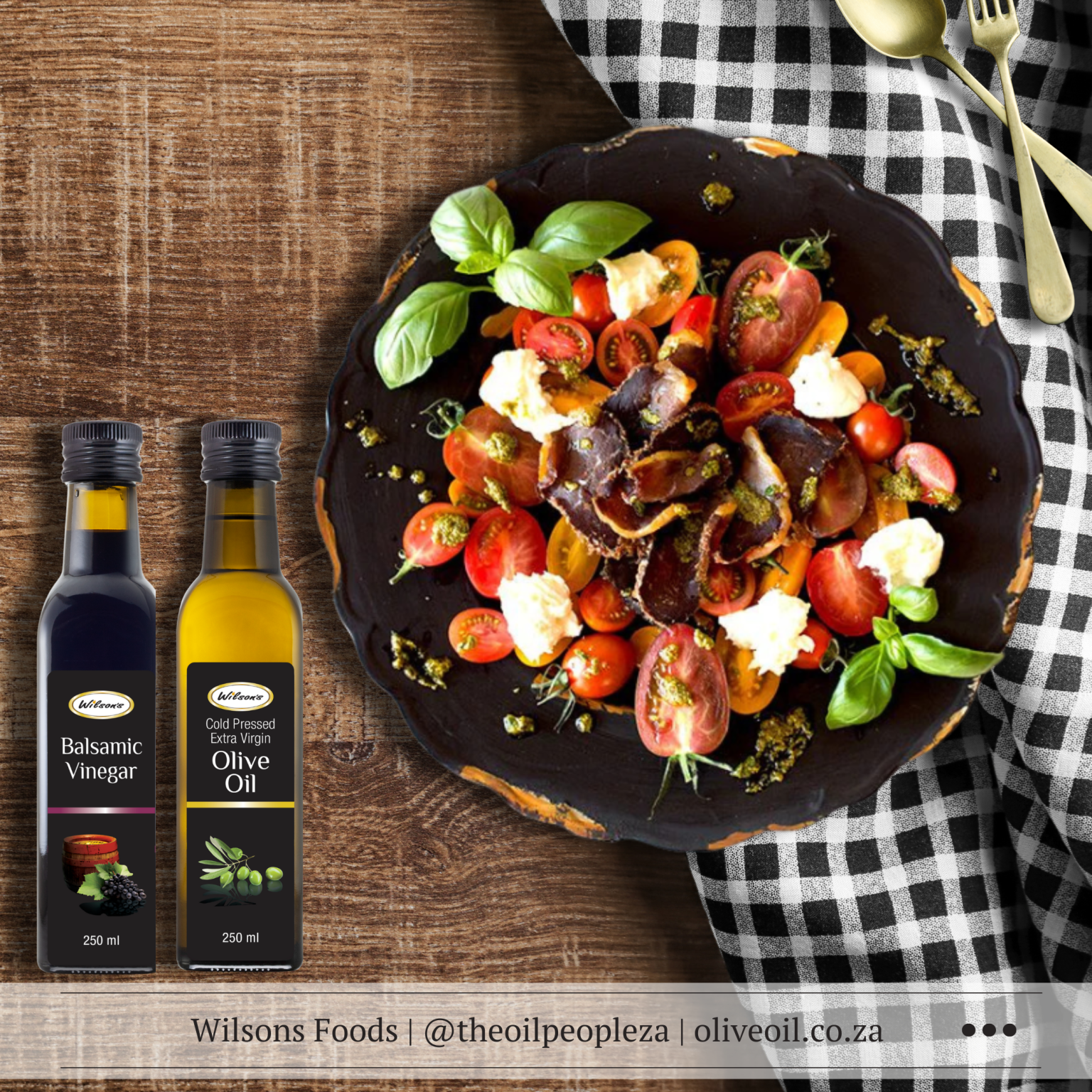 Biltong and Caprese Salad with Olive Oil Balsamic Dressing - Wilson Foods